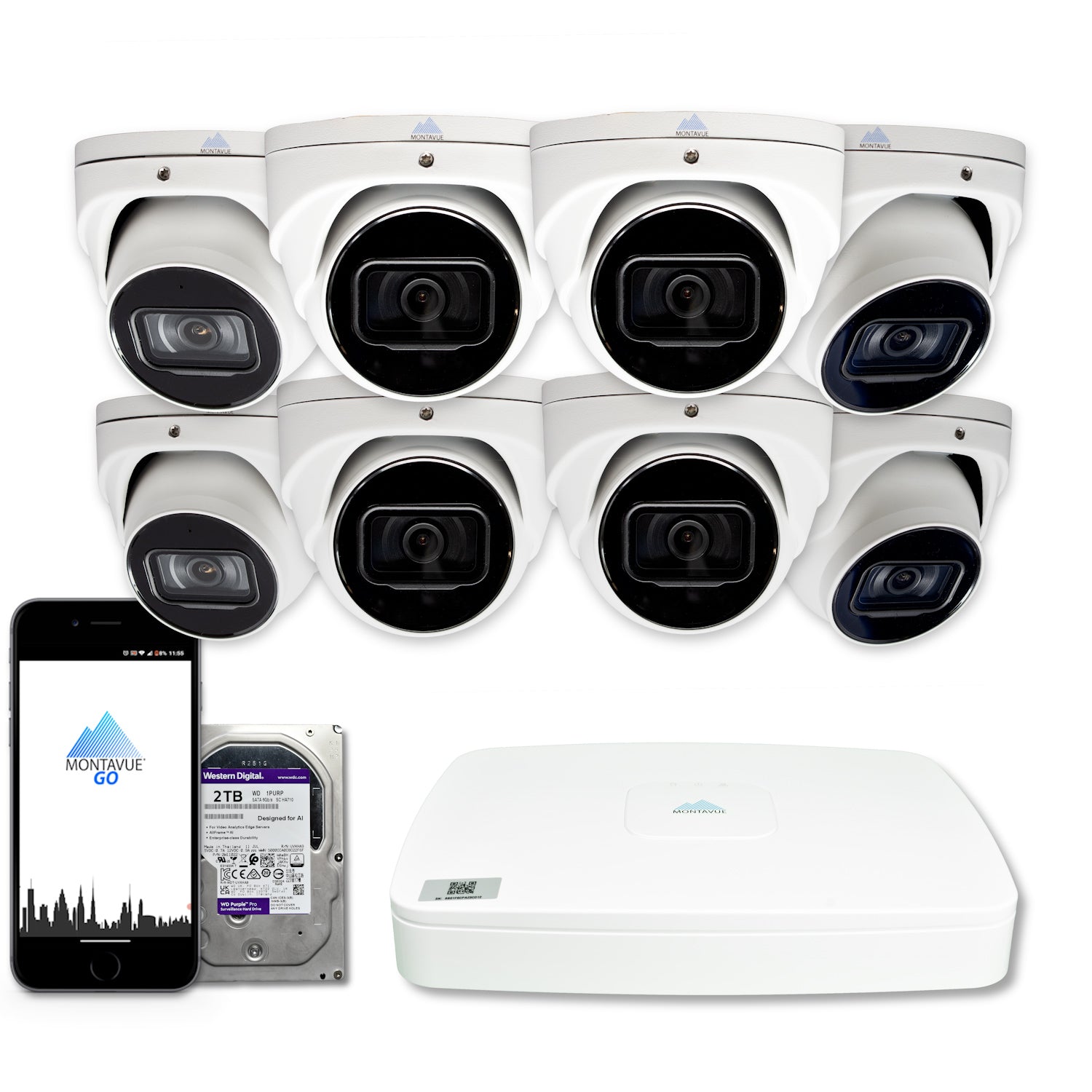 4K Camera System with 4 4K Audio Turret Cameras, 8 Channel Recorder and ...